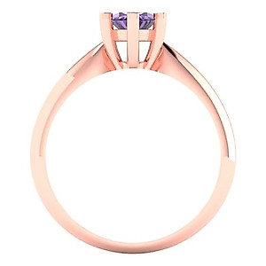 Clara Pucci 1.0 ct Marquise Cut Solitaire Simulated Alexandrite Engagement Bridal Promise Anniversary Ring 18K Rose Gold Size 3.5