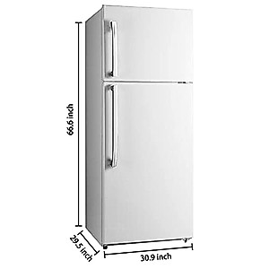 SMETA 18 Cu. Ft Refrigerator for Kitchen Full Size Top Freezer Top Mount Fridge 30" Frost Free, Apartment Garage Ready Refrigerators Double Door with LED light 66 inch tall, White
