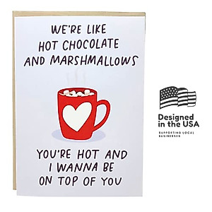 Sleazy Greetings Funny Birthday Card For Boyfriend | Anniversary Cards For Husband | Funny Valentine's Day Card | Naughty Card For Him Her | Hot Chocolate and Marshmallows Card