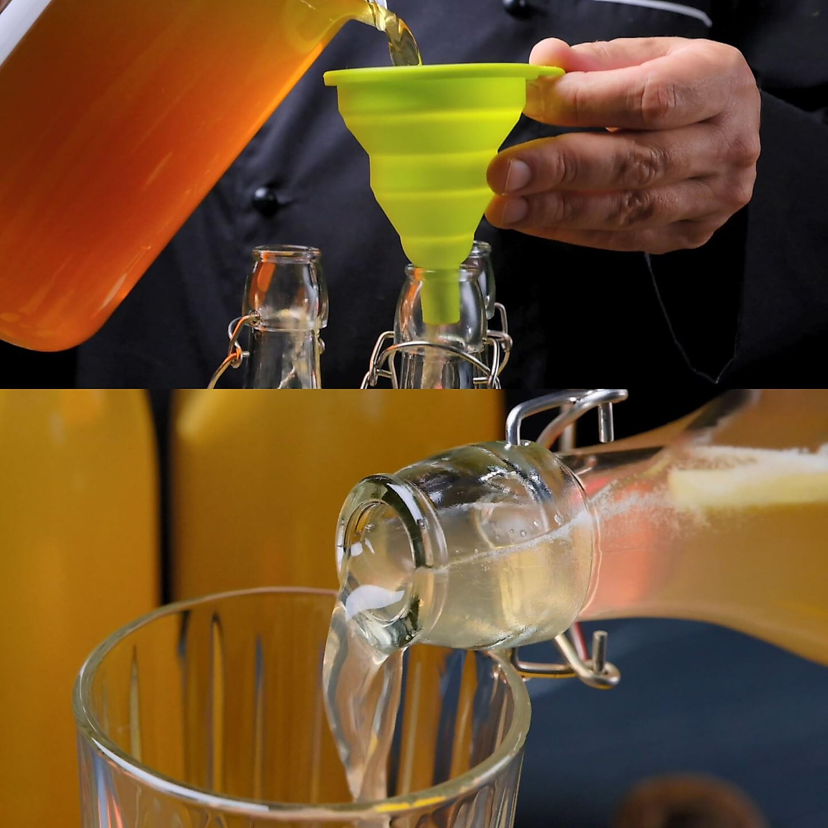 WILLDAN Giara Glass Bottle with Stopper Caps, Set of 6-33.75 Oz Swing Top Glass Bottles for Beverages, Oils, Kombucha, Kefir, Vinegar, Leak Proof Lids