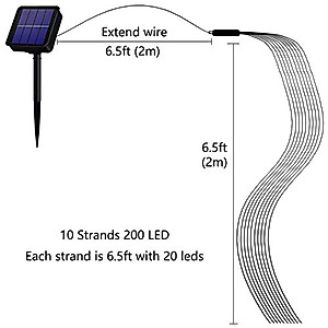 Xingpold Solar Powered Twinkle Fairy Lights,10 Strands 200 LEDs Solar Christmas Lights Outdoor Waterproof Timbo Lights Decorative Copper Wire Vine Solar Garden Lights for Patio Garden Christmas Tree