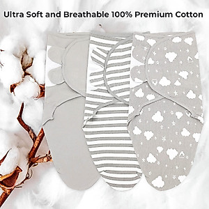 3-Pack Baby Swaddle Blanket Sleep Sacks, Newborn Swaddle Sack, Baby Swaddles 0-3 Months, Swaddles for Newborns, Baby Sleep Sack, Baby Swaddle Blanket Wrap, Grey