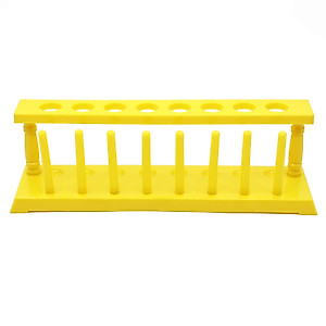 Plastic Test Tube Stand, 2 Pieces Yellow Tube Holder Rack for Laboratory, Detachable, 20mm Hole Diameter (8 Hole)