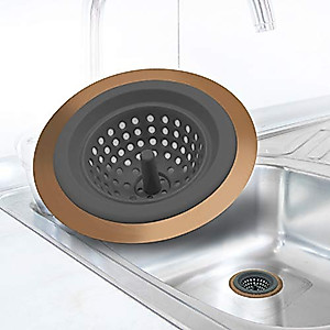 ExcelSteel Silicone Sink Basket Strainer, 4.5", copper,Gray