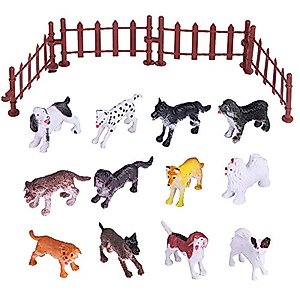 Flormoon Animal Figure - 12pcs Cute Mini Puppy Figurines - Hand Painted Emulational Dog Figurines Toy Set,Bona Puppy, Golden Retriever etc - Christmas Birthday Gift for Kids Toddlers