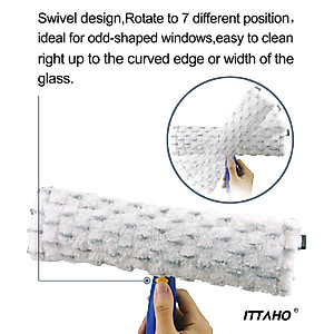 ITTAHO 53" Squeegee Window Cleaner, 2 in 1 Squeegee for Window Cleaning Tool Kit with Extension Pole, Window Cleaning Squeegee Kit for Shower Glass，Indoor,Outdoor High Window Cleaning-Two Pads