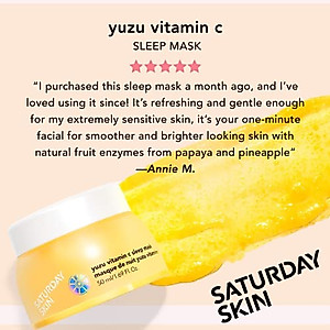 Saturday Skin Yuzu Vitamin C Sleep Face Mask Skin Care Retinol Niacinamide Face Moisturizer Brightening Sleeping Overnight Mask Facial Masks for Women, Korean beauty, Vegan Smooth Skin and Reduce Wrinkles Ideal for All Skin Types (1.69 Fl. Oz. (50ml))