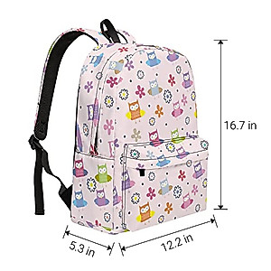 Owl School Backpack Lightweight Cute Kids Backpack Classic Bookbag Cool Daypack for Teen High School Student, 17 Inch