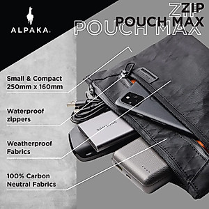 ALPAKA Large Zipper Pouch - Black Zip Pouch Max and Crossbody Sling Bag | ID Card Holder and Wallet with Zipper for Men