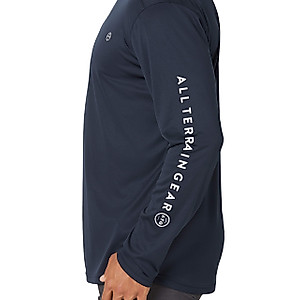 ATG by Wrangler mens Long Sleeve Performance Sun T Shirt, Navy, Large US