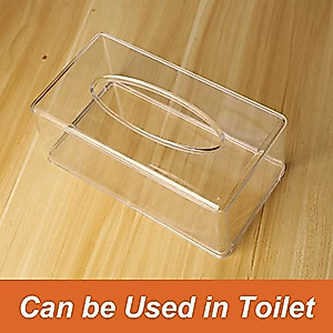 2 Pack Tissue Box Cover, Clear Tissue Box Holder, Acrylic Tissue Box, Clear Plastic Napkin Case for Bathroom, Kitchen,Home,Rectangle