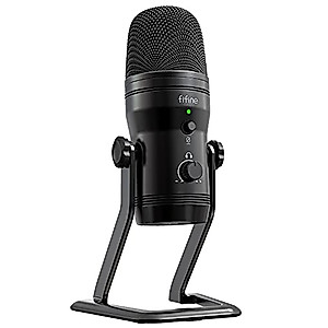 FIFINE USB Studio Recording Microphone Computer Podcast Mic for PC, PS4, Mac with Mute Button & Monitor Headphone Jack, Four Pickup Patterns for Vocals YouTube Streaming Gaming ASMR Zoom-Class (K690)
