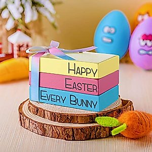 Easter Tiered Tray Decorations Spring Books Stack Decor Wooden Decorative Books Stack Farmhouse Mini Decor Colorful Wooden Block Rustic Kitchen Shelf Decor Stand Supplies for Home Party Table