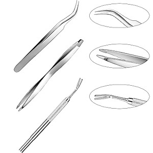 Tick Removal Tool Kit, Include 3 Pieces Plastic Removers, 3 Pieces Stainless Steel Tweezers with Comb for Dog and Cats (Fluorescent Green)