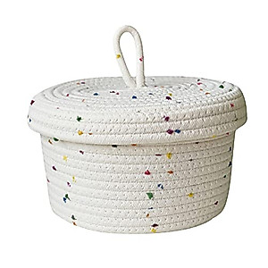 LUOZZY Magazine Basket Cosmetic Organizer Rope Storage Basket for Organizing and Storage Box with Lid