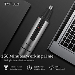 TOFULS Ear and Nose Hair Trimmer for Men - Waterproof Stainless Steel 3-in-1 Hair Trimmer, Nose Hair Clipper, Ear Trimmer, Beard Trimmer, All in One Facial Hair Trimmer, Painless Eyebrow Trimmer