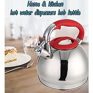 Stovetop Tea Kettle Whistling Teapot Tea Kettle Stainless Steel Whistling Kettle 3L Hot Water Boiler Kettle Kitchen Stovetop Hot Kettle Tea Kettle Teapot Stove Top Kettle Tea Pot ( Color : Red , Size