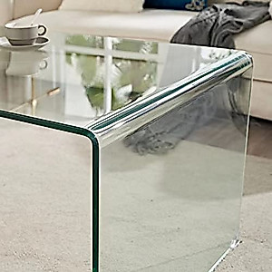 Meihua Glass Coffee Table for Living Room, Clear Coffee Table with 0.47 inch Tempered Glass, Small Modern Coffee Table.