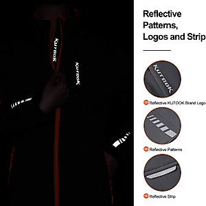 KUTOOK Hiking Jacket Women Running Cycling Jackets for Women Thermal Fleece Lined Reflective Gray X-Small