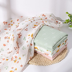 Softan Swaddle Blanket, Muslin Swaddle Blanket for Boys & Girls, 47X47In Muslin Swaddle Receiving Blanket for Newborn, Baby Muslin Swaddle Blanket Soft Silky & Breathable, 4 Pack