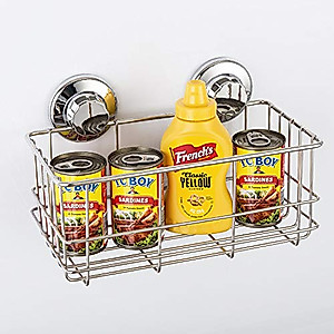 iPEGTOP L-7 Adhesive Suction Cup Deep Caddy Bath Organizer Wall Shelf for Large Shampoo Shower Gel Holder Bathroom Accessories Storage-Rustproof 304 Stainless Steel, 2-Pack, 2 Count