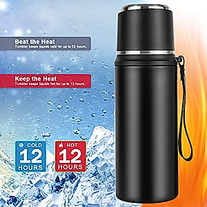 Tnnkmy Insulated Water Bottle-Large Stainless Steel Bottle with Drinking Cup,Double Walled Outdoor Sport Travel Mug,Vacuum Flask 800ml