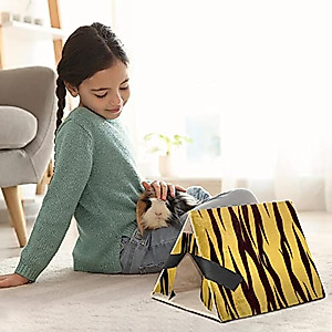 Y-DSIWX Guinea Pig Hideout Cozy Hamster House Cave for Bunny Chinchilla Hedgehog Small Animal Brown Tiger Print