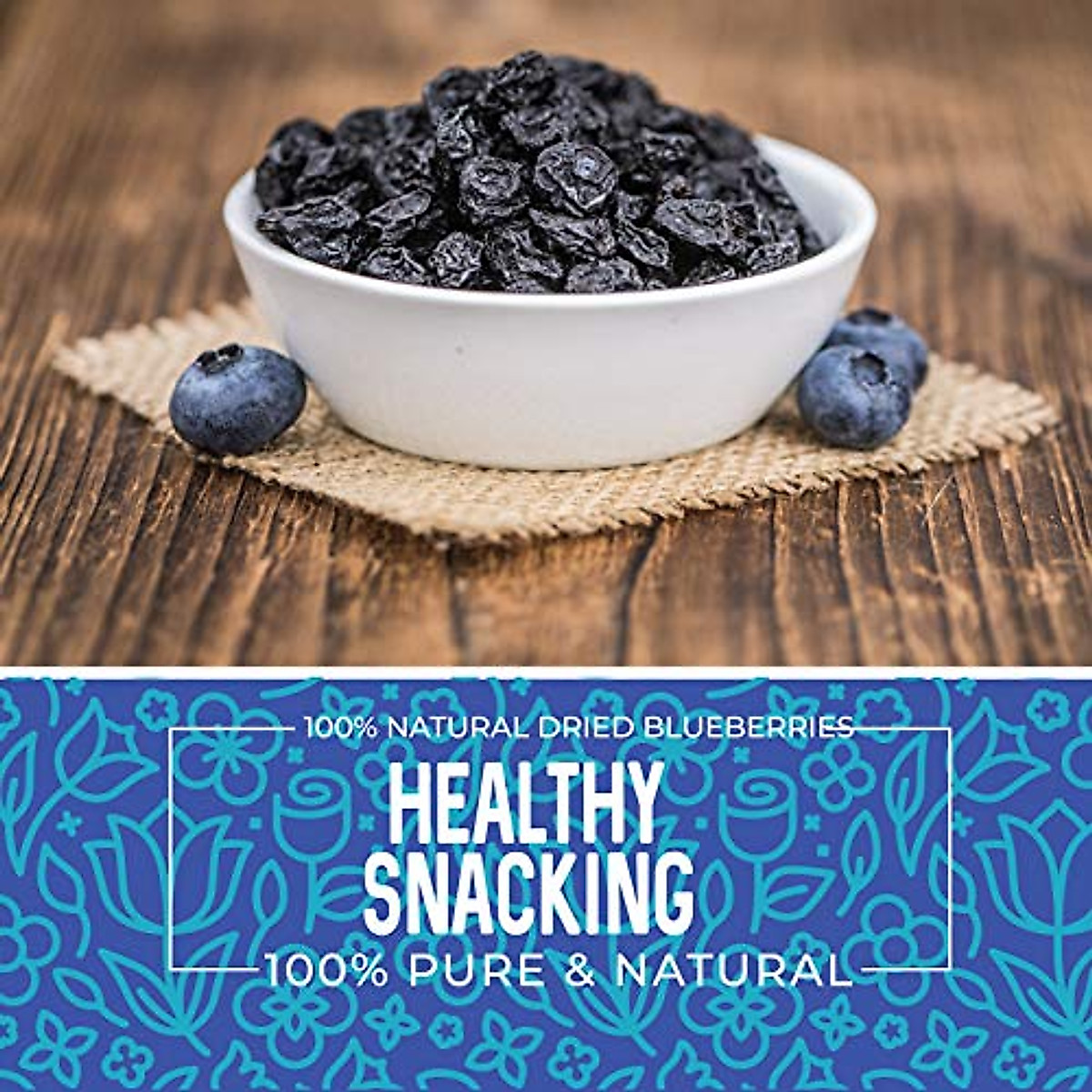 Whole Dried Blueberries, No Sugar Added, Bulk, Dehydrated, Dried Unsweetened Blueberries, All Natural, Non-GMO, 1 Pound. - 16 oz.