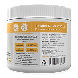 maxxipaws maxxicardio Heart & Cardiovascular Powder Supplement for Dogs, 5.3oz