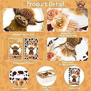 ArianQicult Highland Cow Party Favor Bags - 50Pcs Brown Cow Print Goody Candy Treat Gifts Bags, Highland Cattle Themed Party Decorations for Kids Birthday Baby Shower Animals Theme Events Supplies