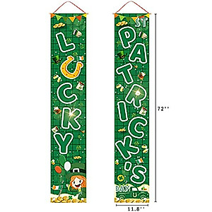 WITBASS 2 PCS St. Patrick's Day Porch Banners, Hanging Heart Streamers Door Porch Signs House Hanging Wall Decoration Party Supplies Indoor Outdoor Use
