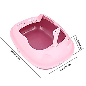 Open Top Cat Litter Box with Scoop,Kitty Litter Pan Prevent Sand Leakage,Waterproof Sifting Box for Small Cats,Durable Removable,for Cats Dogs Small Pets(Pink)