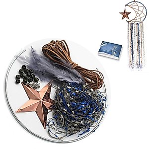 KPPKUEC Dream Catcher Craft,DIY Dream Catcher kit for Girls Moon Design Blue Wall Decor Catchers for Birthday Party Baby Shower Bridal Shower Wedding Nursery Baby Room Kids Xmas Gift Bedroom