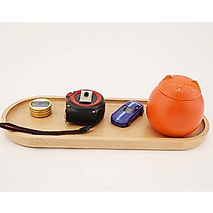 Fermus Wooden Tray 12.5 Inch Long Jewelry Dish Cosmetics Organizer Bathroom Clutter Wood Decorative Serving Platter Small Storage Tray, Oval