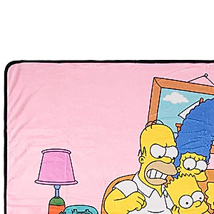 The Simpsons Fleece Throw Blanket - Homer, Bart, Lisa, Marge, Maggie & Krusty The Clown Throw Blanket (Family)