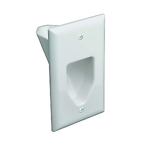 DATA COMM Electronics 45-0001-WH 1-Gang Recessed Low Voltage Cable Plate - White
