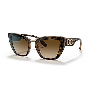 Dolce & Gabbana Women's Round Fashion Sunglasses, Havana/Gradient Brown, One Size