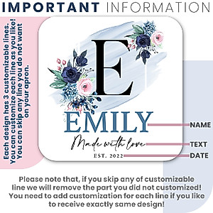 Kitchen Floral Apron Gift for Mother's Day - Personalized Mom Aprons Gifts w/Pockets w/Name for Mother Men for Grilling Cooking BBQ Baking Customized Funny Chef Apron for Mommy Custom Grandpa Gift C1