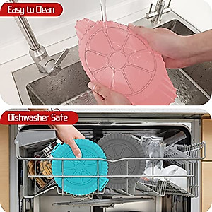 3 Pack Air Fryer Silicone Liners Pot, 8 Inch Silicone Air Fryer Liners Round Reusable Air Fryer Basket for 3.5-7QT, Replacement of Parchment Paper Liners for Baking Oven Microwave (Blue+Pink+Grey)