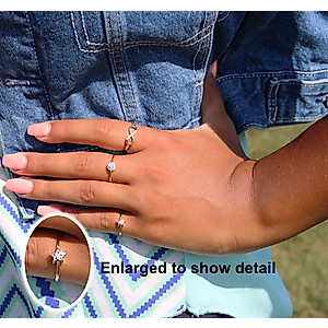 TILO JEWELRY 10k Yellow Gold Star Ring with Solitaire CZ (6)