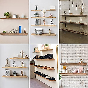 AMTUOFO Floating Shelves Wall Mounted Set of 2, Pine Rustic Wood Wall Shelf, Hanging Shelf for Bathroom, Kitchen, Office, Bedroom, Shop Displaying (L: 23.6"x7.8"x1.2")