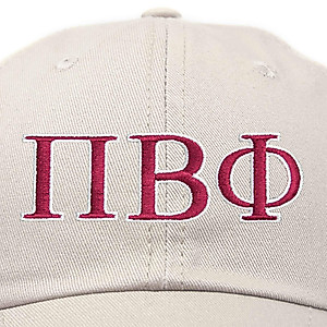 DALIX Pi Beta Phi Greek Letters Hat Womens Embroidered Baseball Cap in Beige