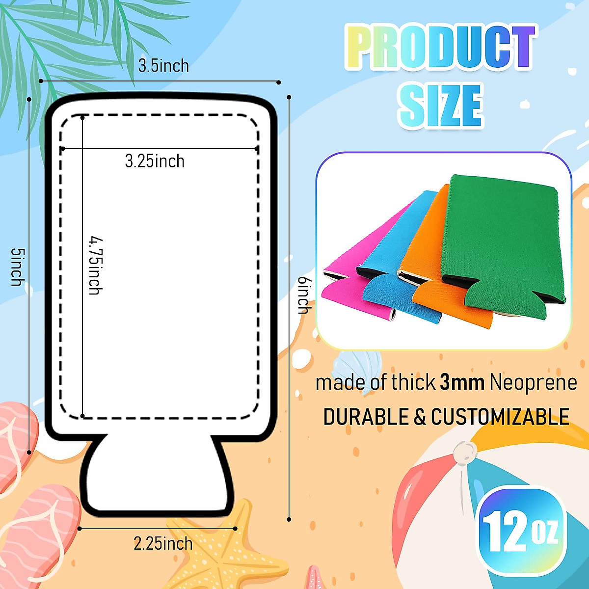 150 Pack Slim Can Cooler Sleeves Blank Reusable Neoprene Insulated Beer Sleeve for Can Cooler Sleeves DIY Sublimation Cover Coolies for Soda Drink Water Bottles Birthday Wedding Party (Blank Style)