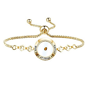 ENSIANTH Faith Jewelry with Faith All Things are Possible Mustard Seed Pendant Mustard Seed Necklace for Women Girls (Mustard Seed Bracelet Gold)