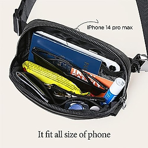 ODODOS Mini Belt Bag with Adjustable Strap, Vegan Leather Fanny Pack Small Waist Pouch for Workout Running Traveling Hiking, Matt Black