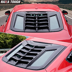 HAKA TOUGH Rear+Side Window Louvers for Ford Mustang 2015-2022, Side Windshield Rear Scoop Cover Sun Shade Mustang GT Accessories, Black 3PCS