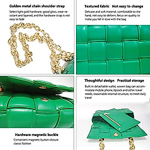 Ling Chuang Woven Crossbody Handbag Purse for Women, Chain Woven Leather Small Handbags Clutch Square Bag Weave Chain Shoulder Bags…