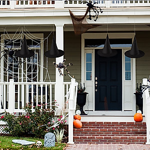 Beepow 8 Pack Witch Hats, Halloween Black Witch Hats Costume Accessory Decorations, Black Halloween Hanging Witch Hat, Witch Hat Halloween Decoration