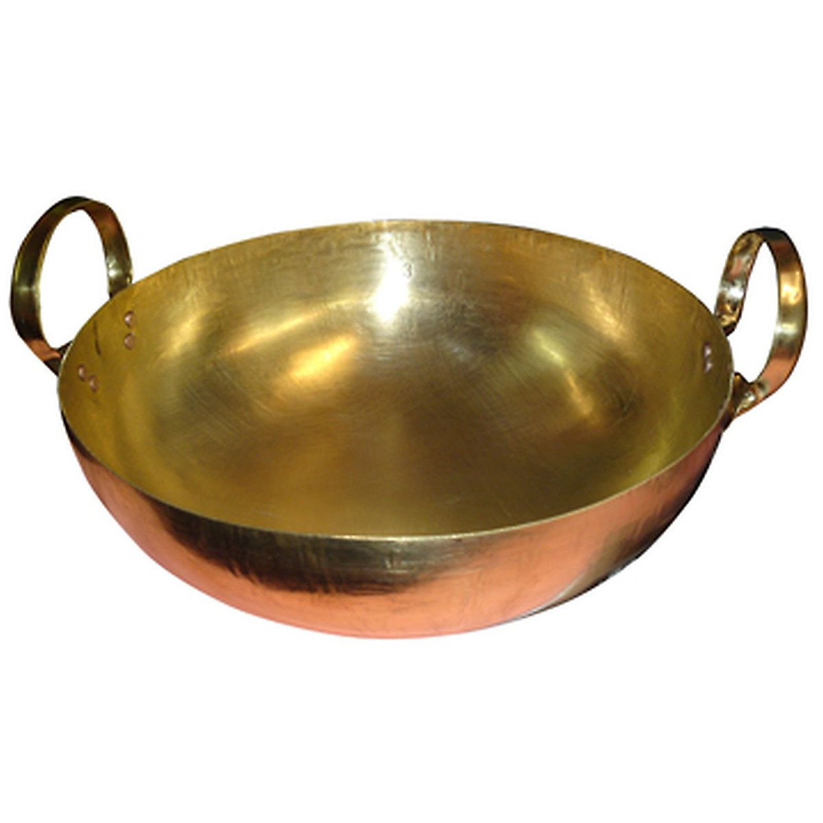 No 16 Wok Brass Pan Home Cooking Food Dessert for Thai Chinese Japanese Korean Diameter 13.5 inches