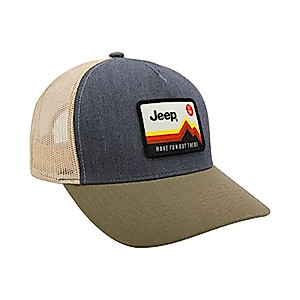 Jeep Have Fun Out There Trucker Snapback Patch Hat Grey/Army Green/Cream
